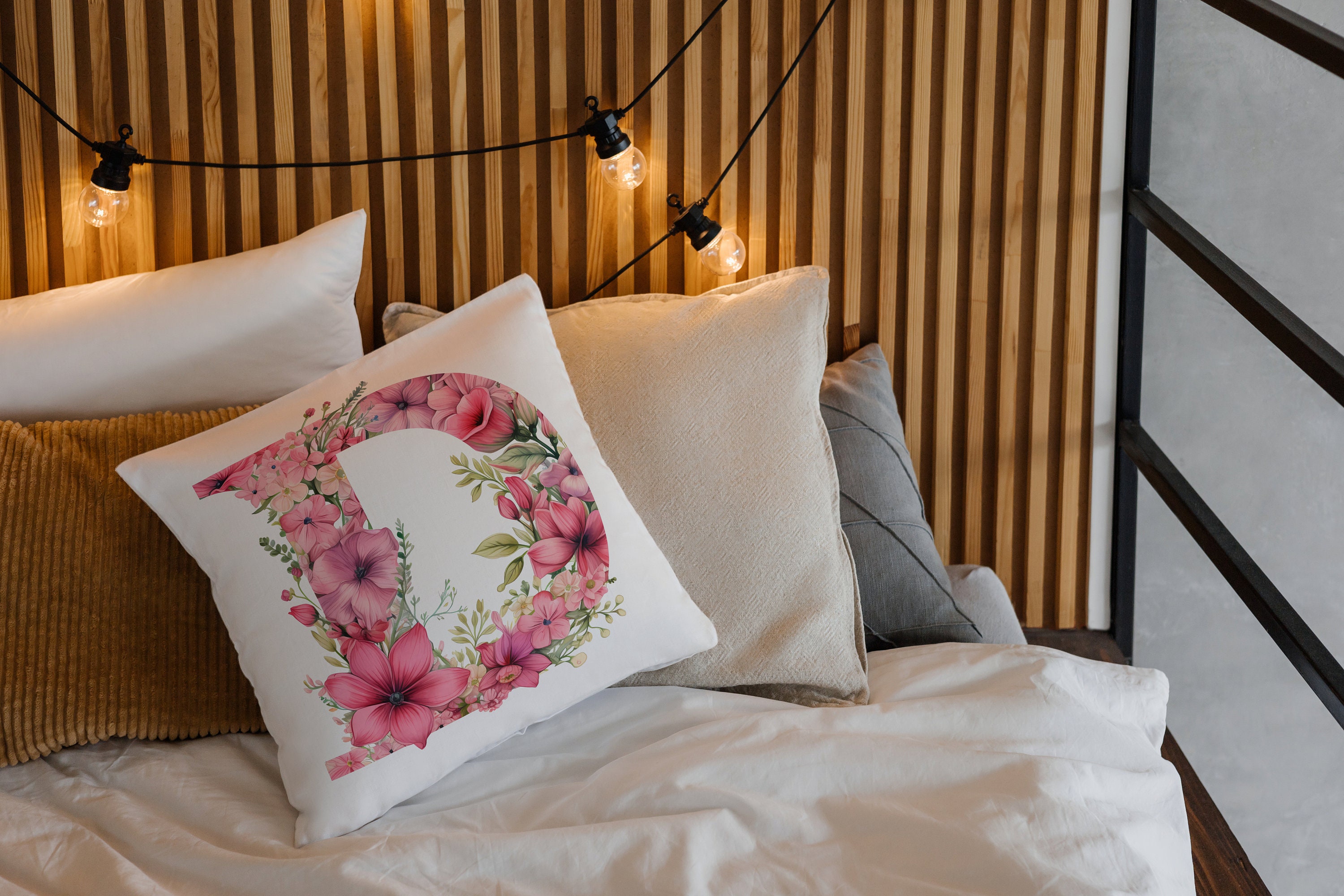 Pink Floral Letter D Graphic Transparent Letter Graphic Printable Art ...