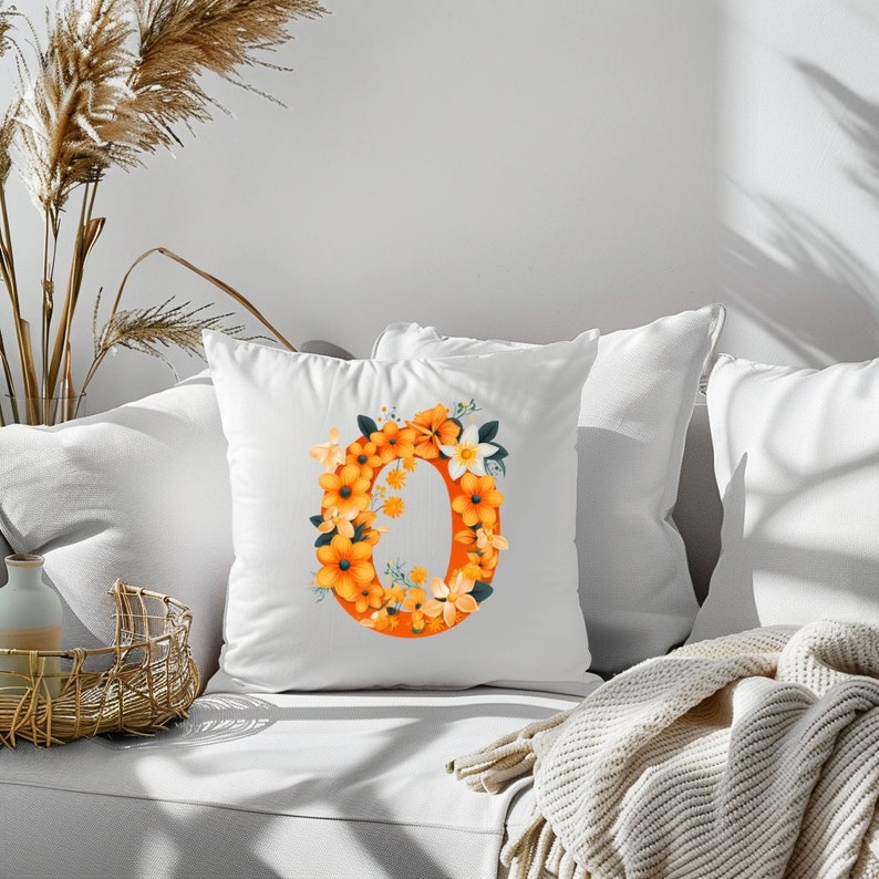 Orange Floral Letter O Transparent Letter Graphic Printable Art ...