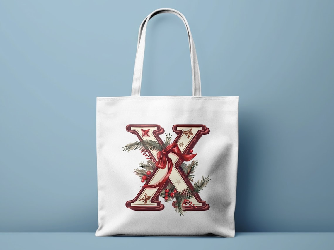 Traditional Christmas Letter X Transparent Letter Graphic Printable Art ...