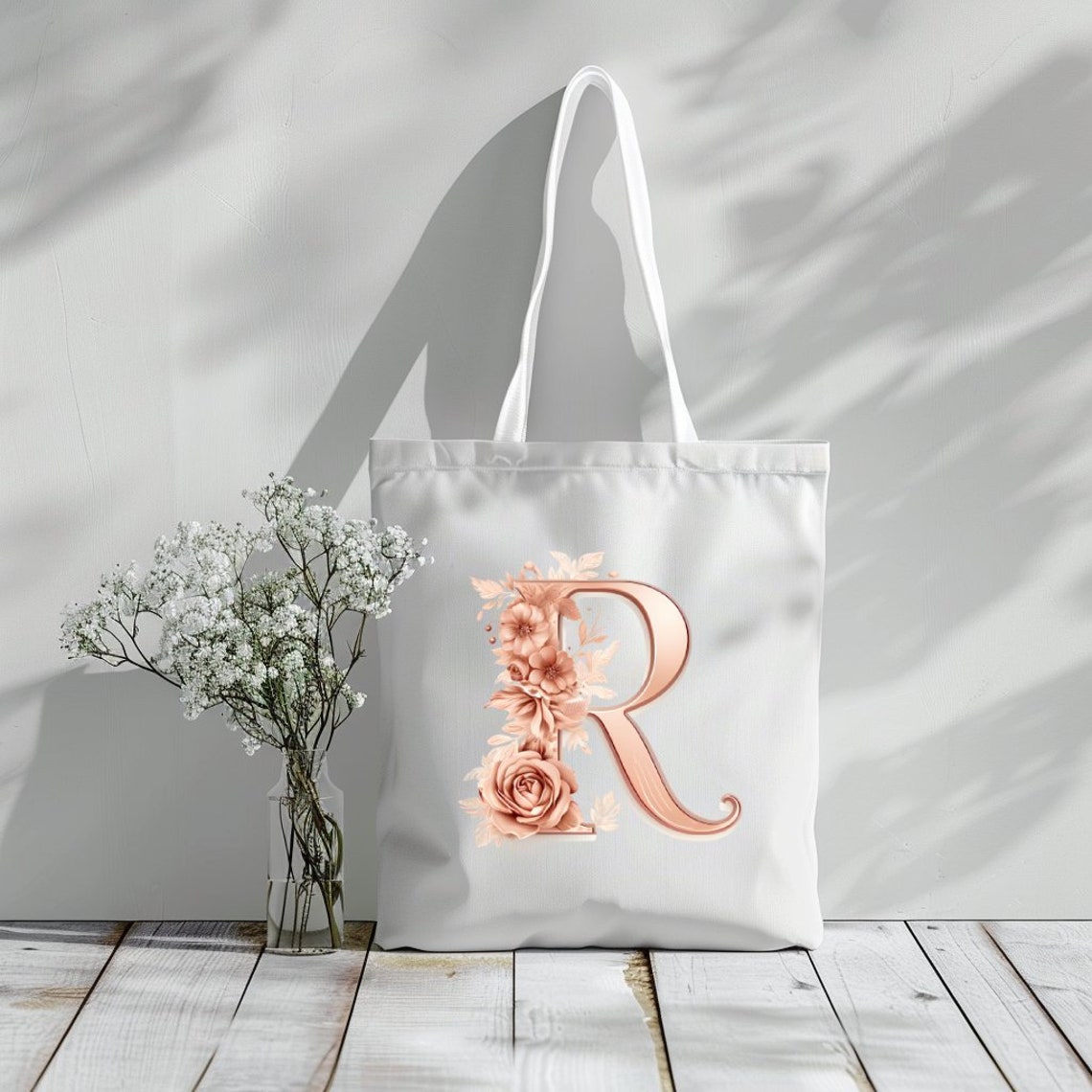 Rose Gold Floral Letter R Transparent Letter Graphic Printable Art ...