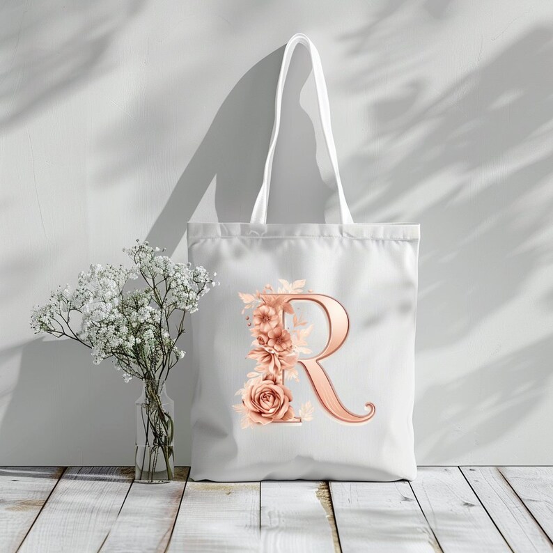 Rose Gold Floral Letter R Transparent Letter Graphic Printable Art ...