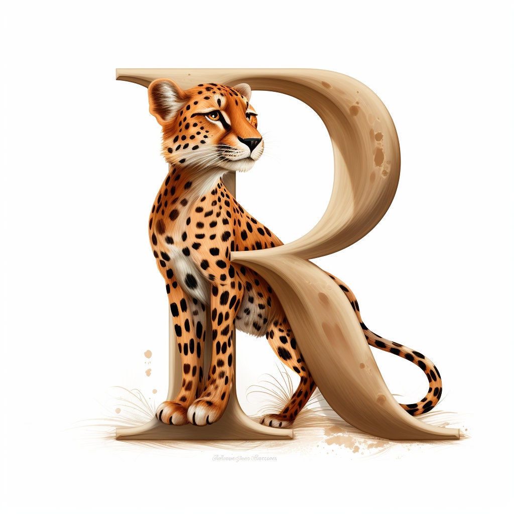 Cheetah Letter R Transparent Letter Graphic Printable Art, Aesthetic ...