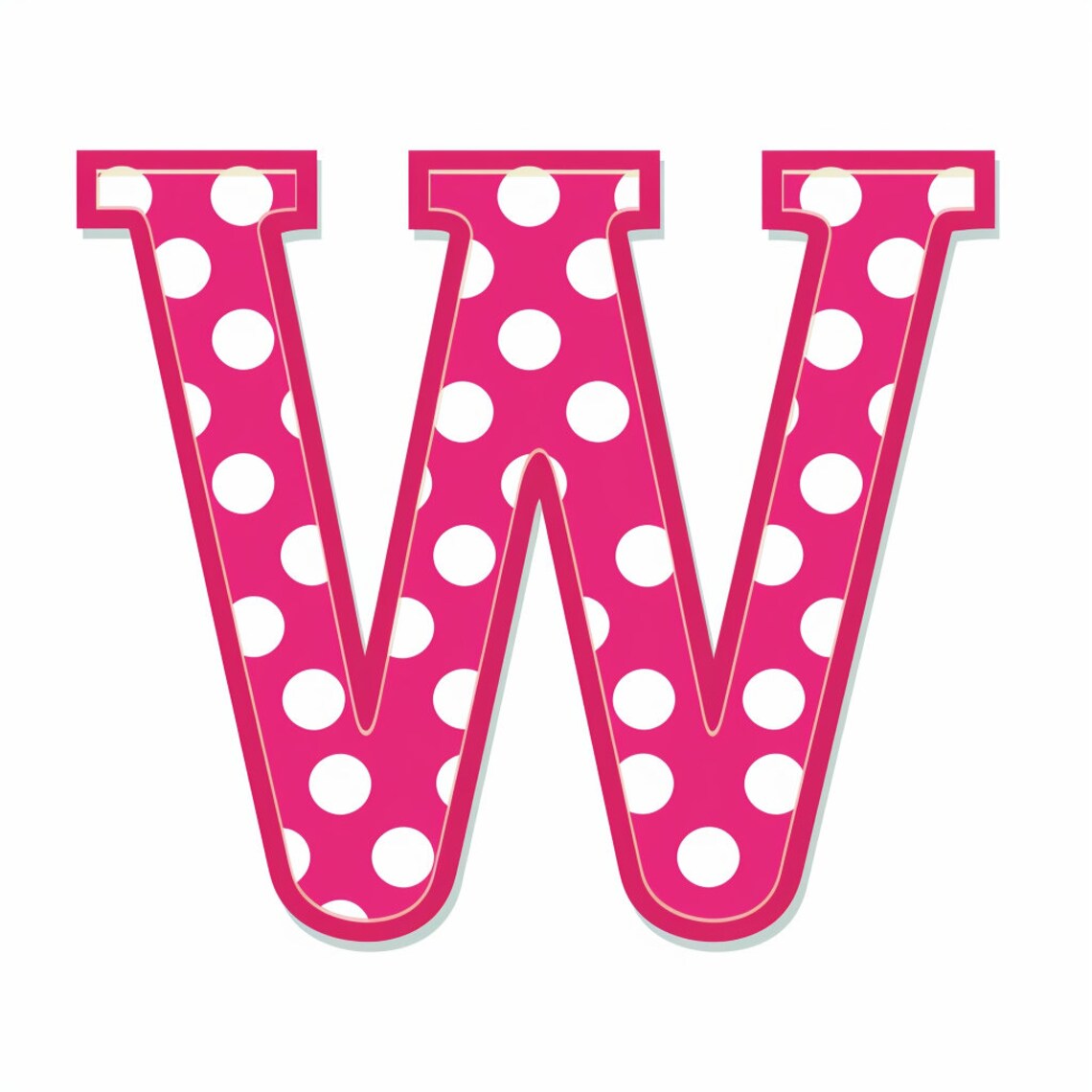 Pink Polka Dot Letter W Transparent Letter Graphic Printable Art ...