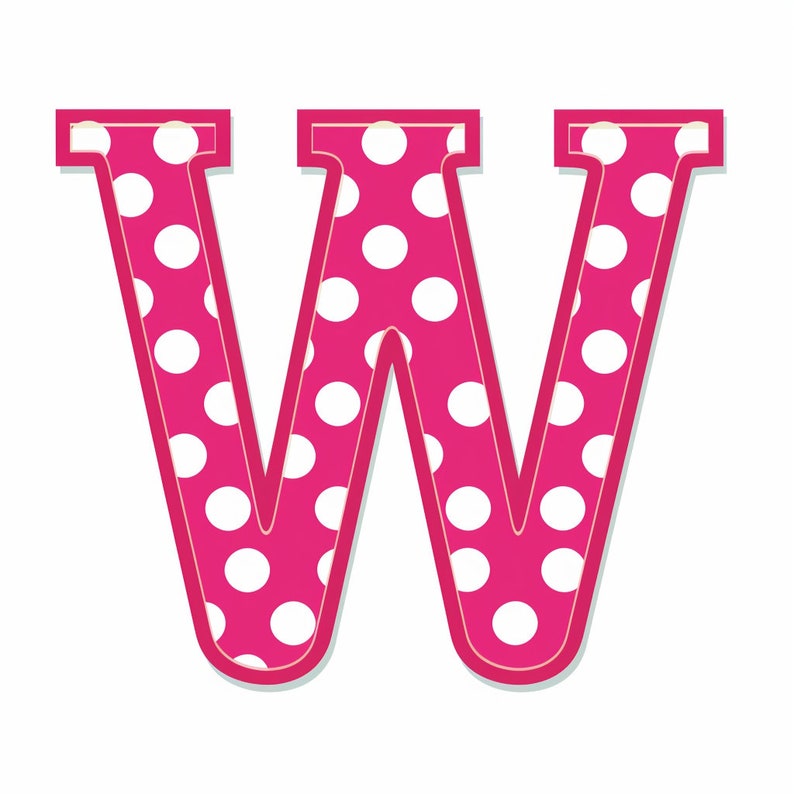 Pink Polka Dot Letter W Transparent Letter Graphic Printable Art ...