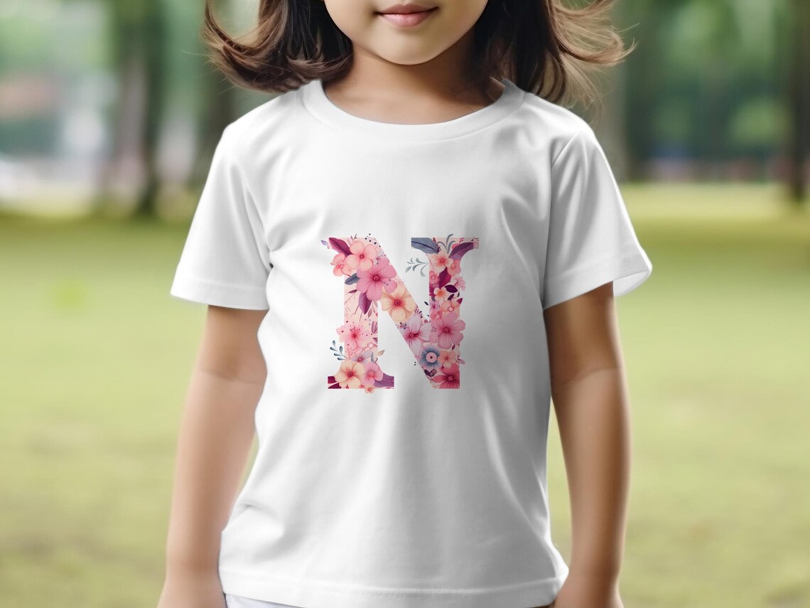 Pink Floral Letter N Transparent Letter Graphic Printable Art ...