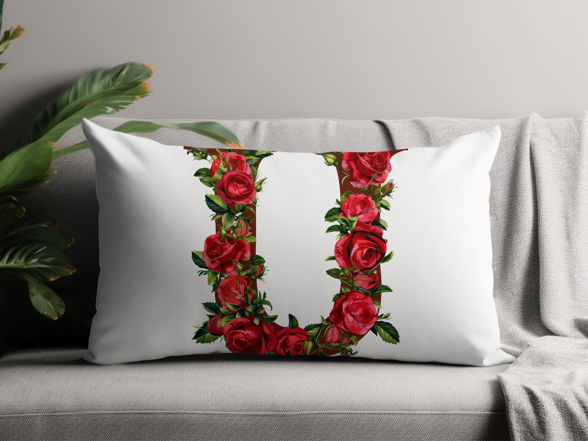 Red Roses Letter U Transparent Letter Graphic Printable Art, Aesthetic ...