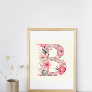 Pink Floral Letter B Graphic Transparent Letter Graphic Printable Art ...