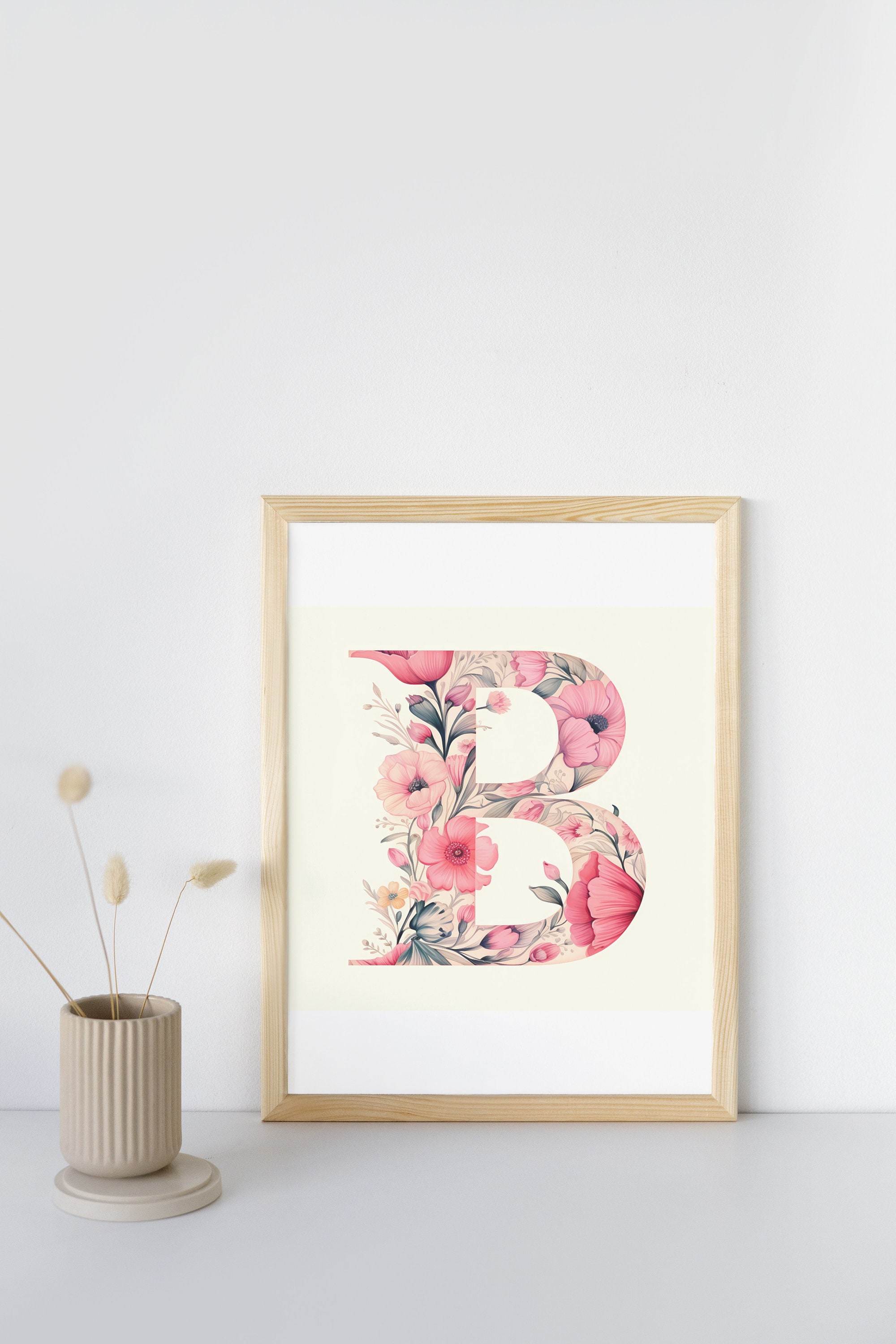 Pink Floral Letter B Graphic Transparent Letter Graphic Printable Art ...