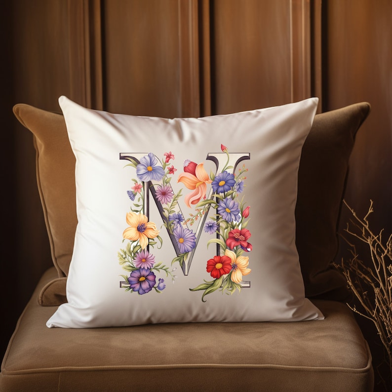 Floral Letter M Graphic Transparent Letter Graphic Printable Art ...