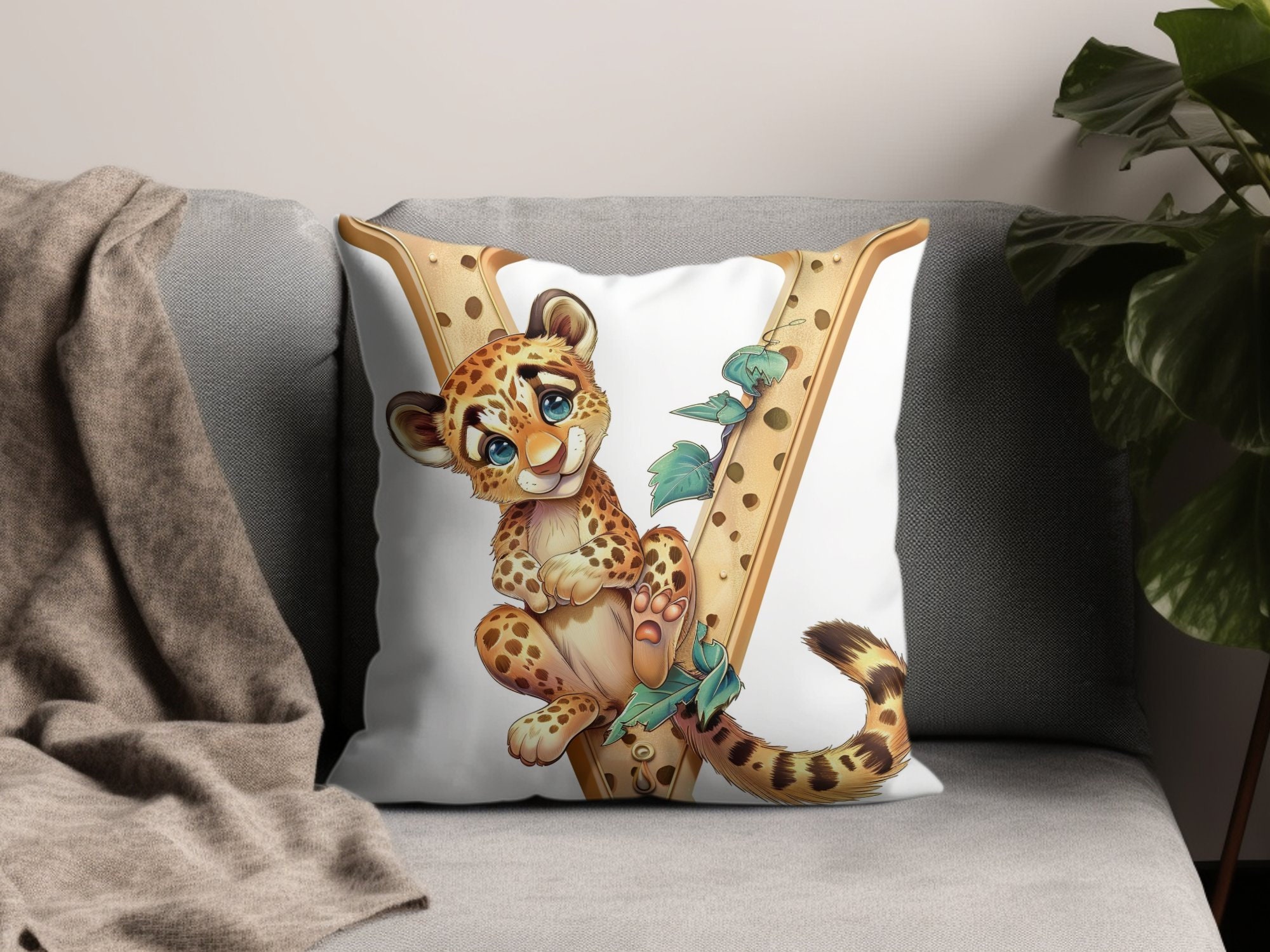 Leopard V Letter Transparent Letter Graphic Printable Art, Aesthetic ...