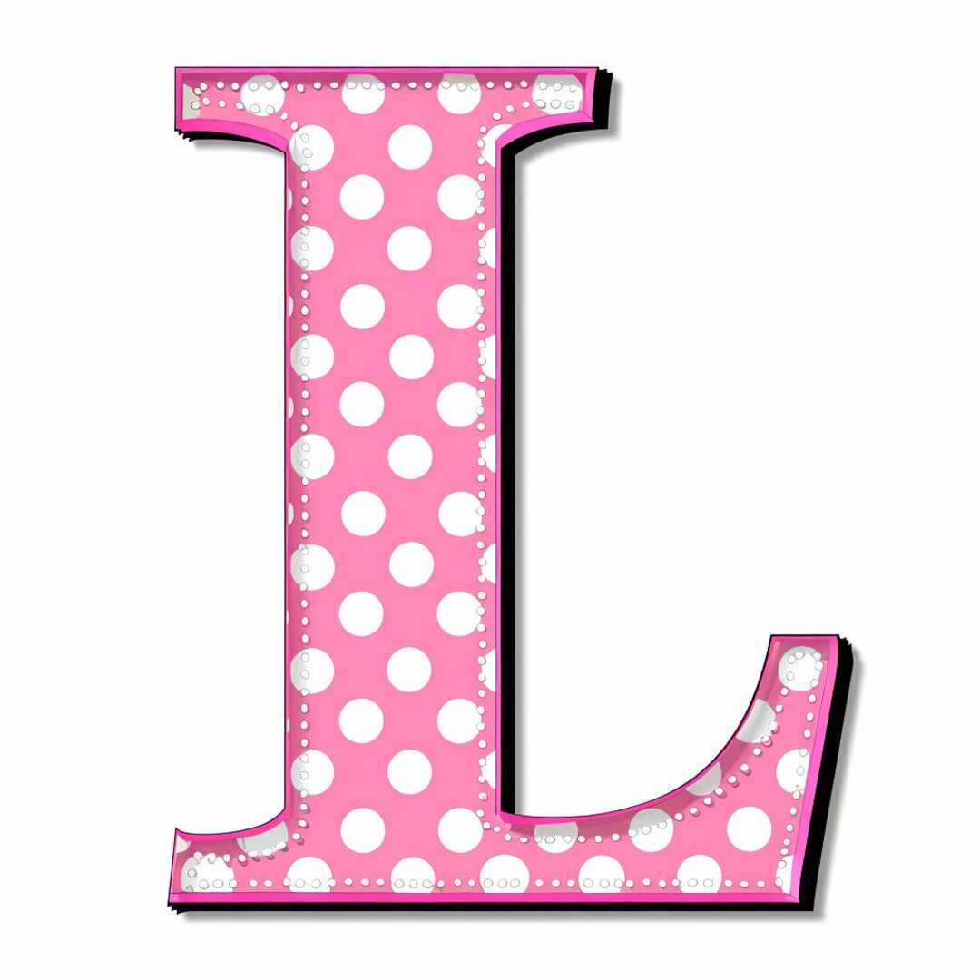 Pink Polka Dot Letter L Transparent Letter Graphic Printable Art ...