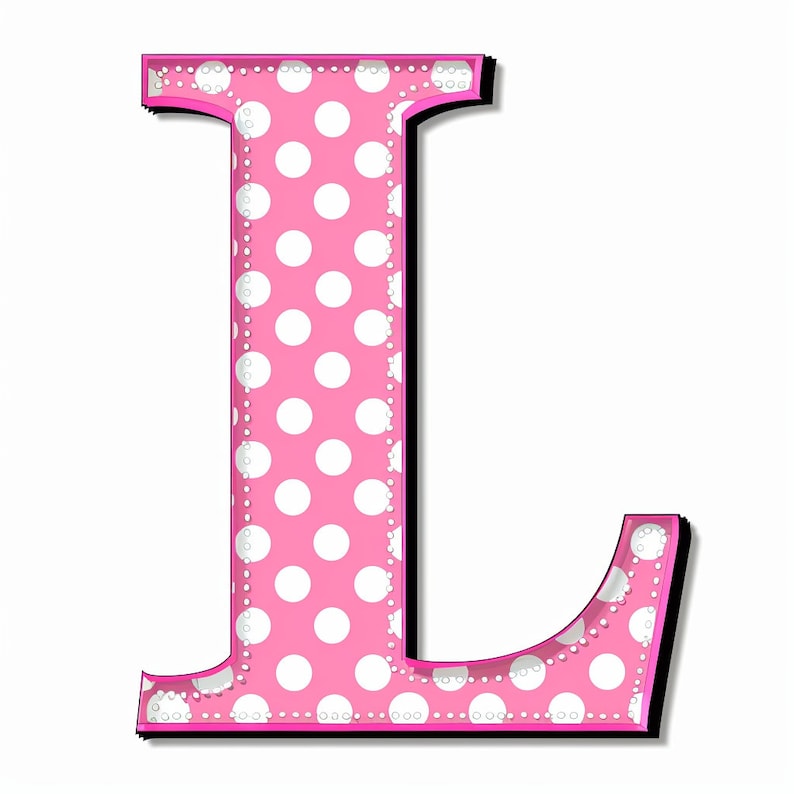 Pink Polka Dot Letter L Transparent Letter Graphic Printable Art ...