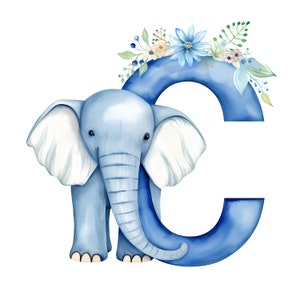 Blue Elephant Letter C Graphic Transparent Letter Graphic Printable Art ...