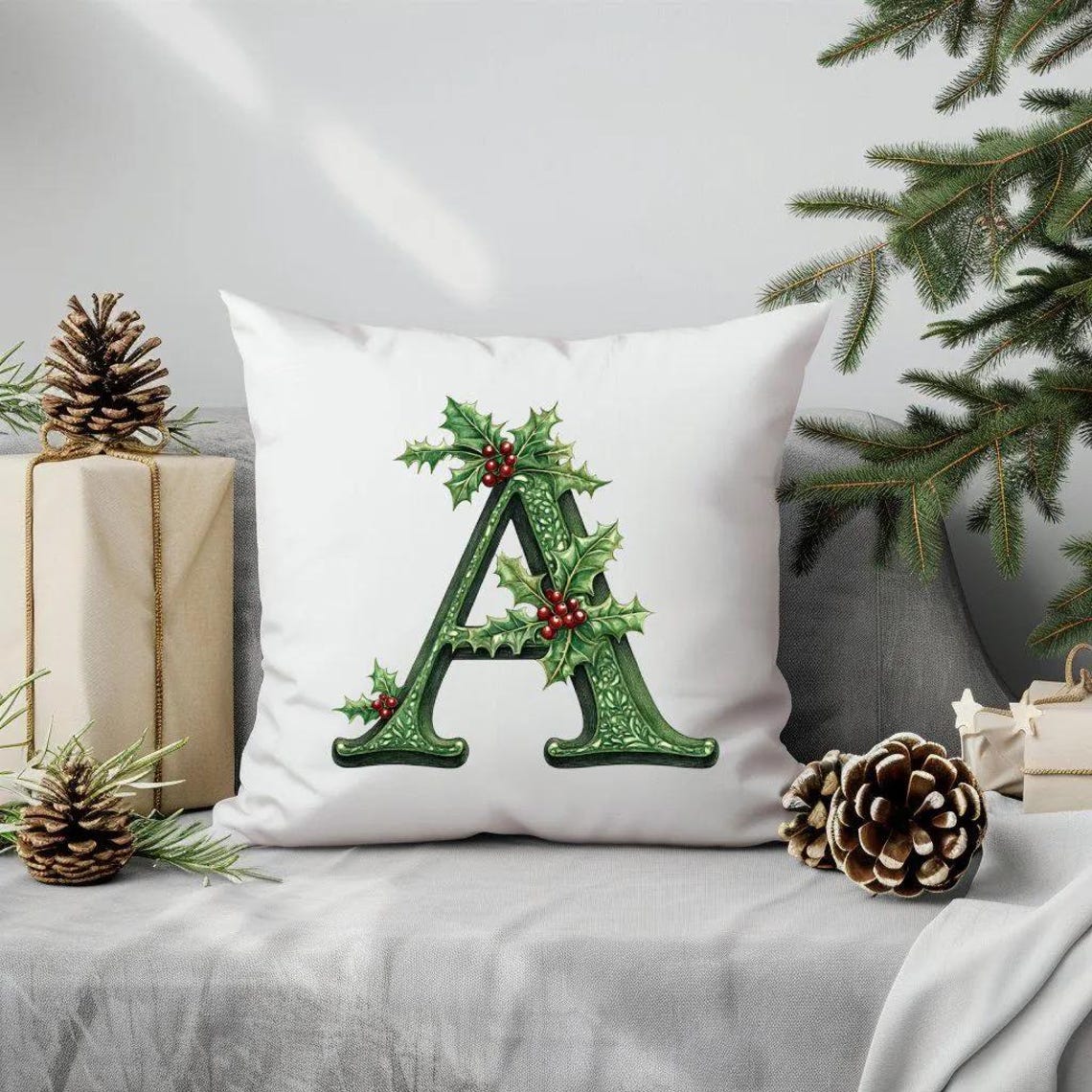 Christmas Holly Alphabet Letter Graphics A-Z Transparent Letter ...