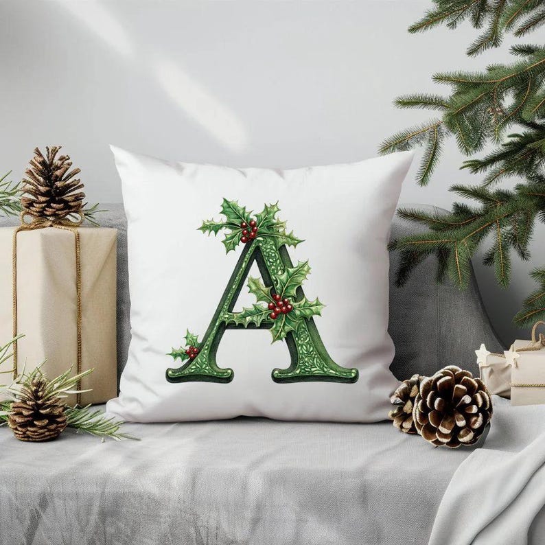 Christmas Holly Alphabet Letter Graphics A-Z Transparent Letter ...