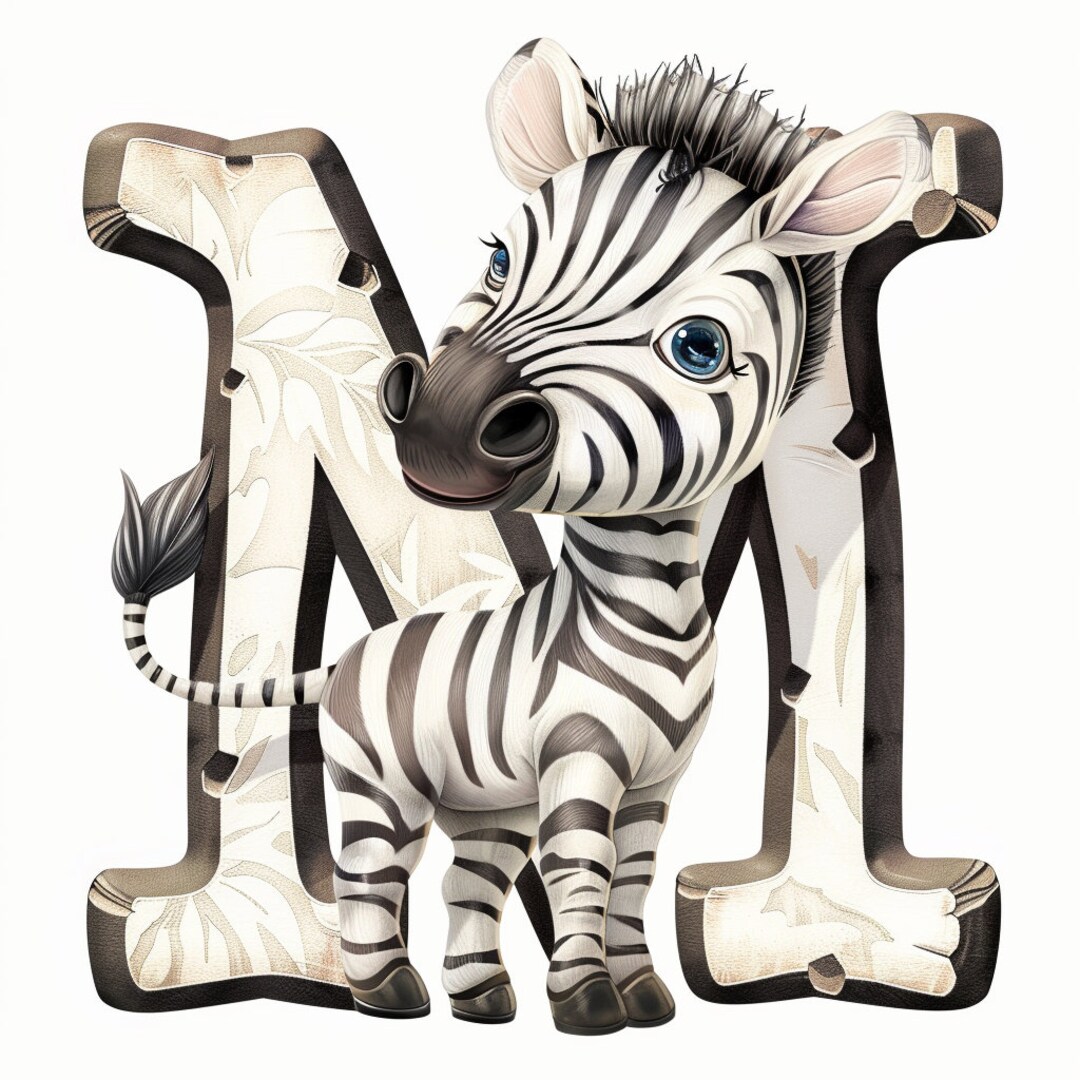 Zebra Letter M Transparent Letter Graphic Printable Art, Aesthetic ...