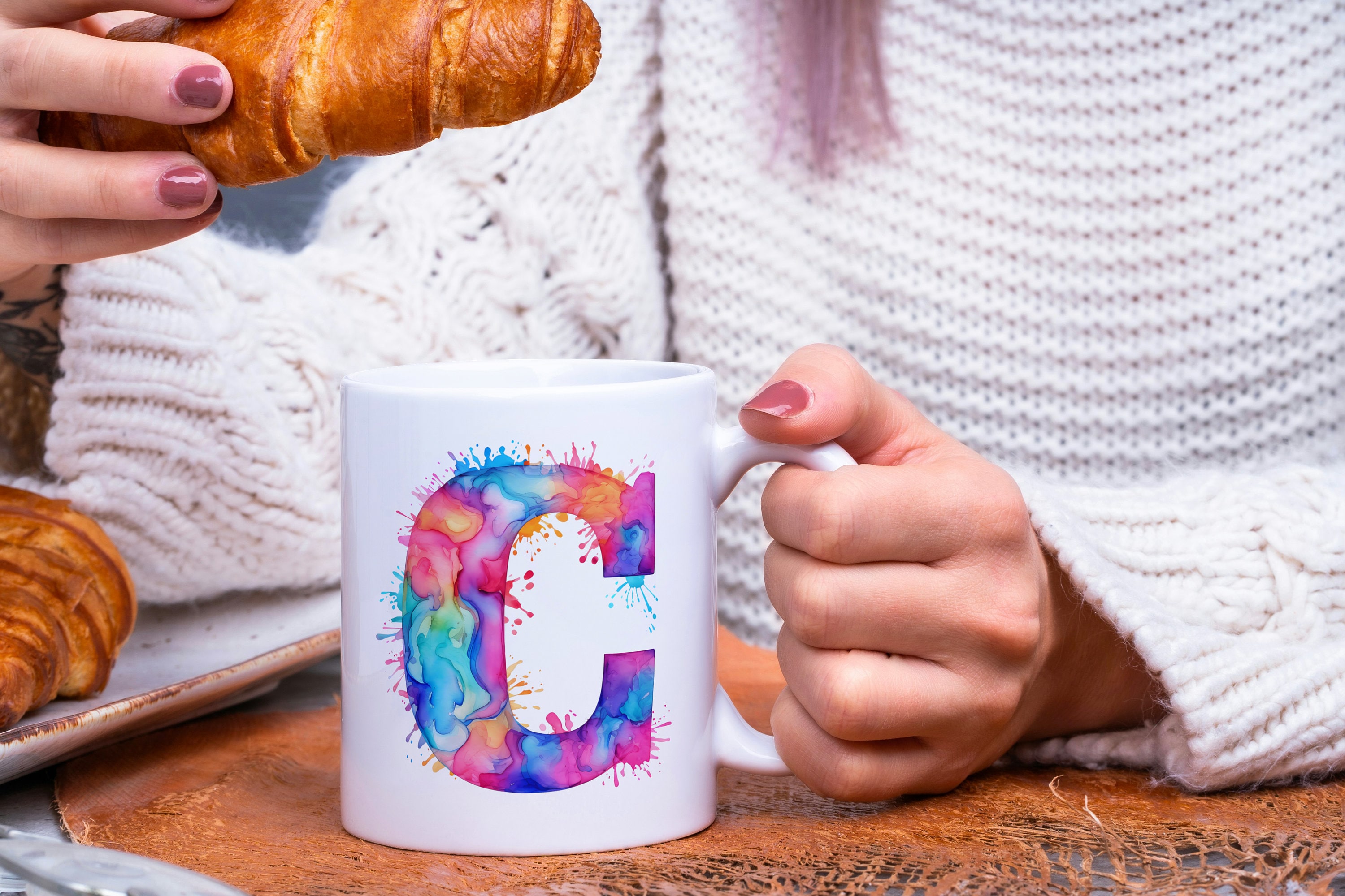 Tie Dye Watercolor Letter C Graphic Transparent Letter Graphic ...