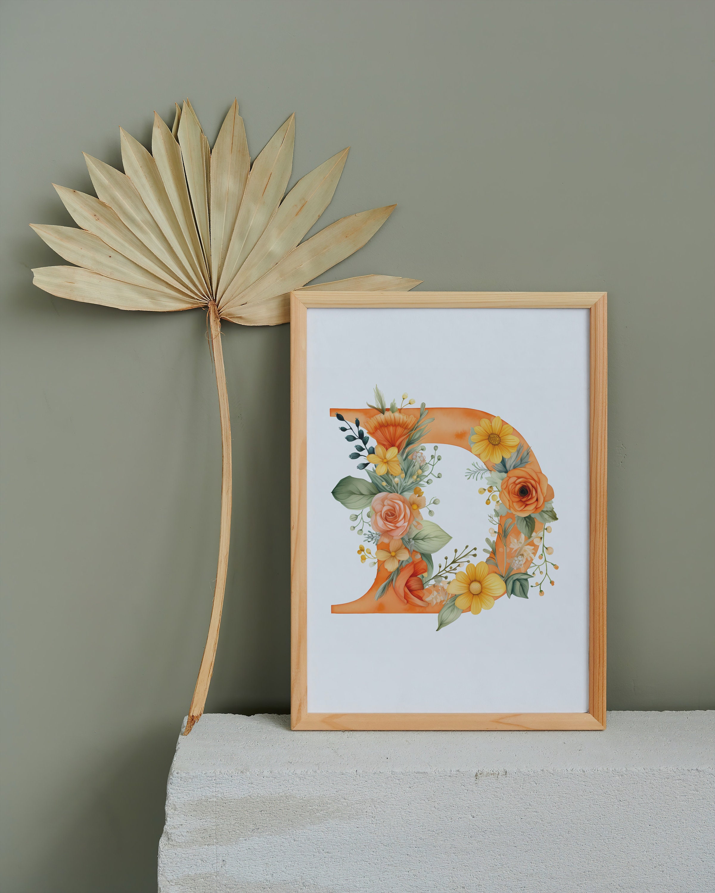 Orange Floral Letter D Graphic Transparent Letter Graphic Printable Art ...