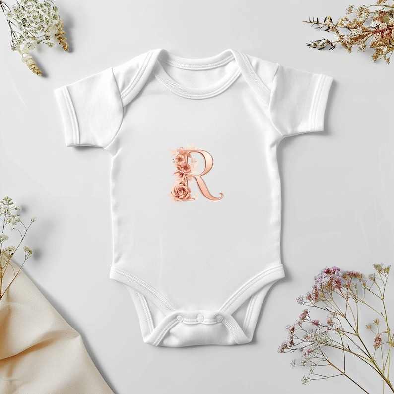 Rose Gold Floral Letter R Transparent Letter Graphic Printable Art ...