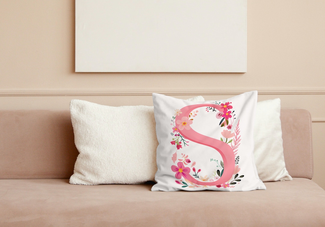 Pink Floral Letter S Graphic Transparent Letter Graphic Printable Art ...