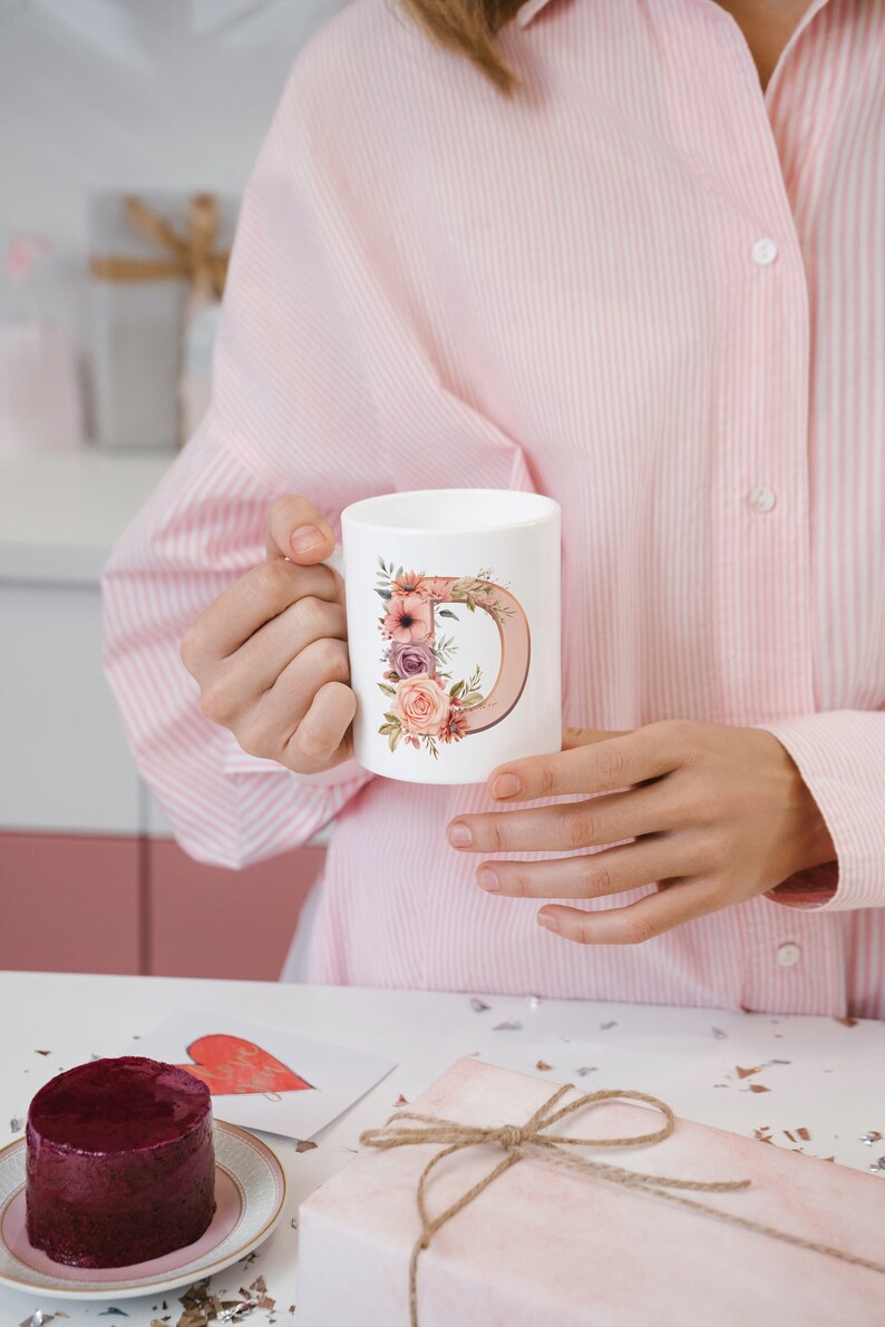 Rose Gold Floral Letter D Graphic Transparent Letter Graphic Printable ...