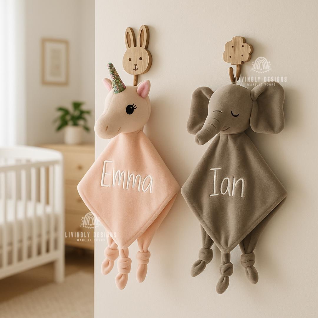Personalized Baby Comfort Blanket: Plush Elephant, Unicorn, or Bunny - Etsy