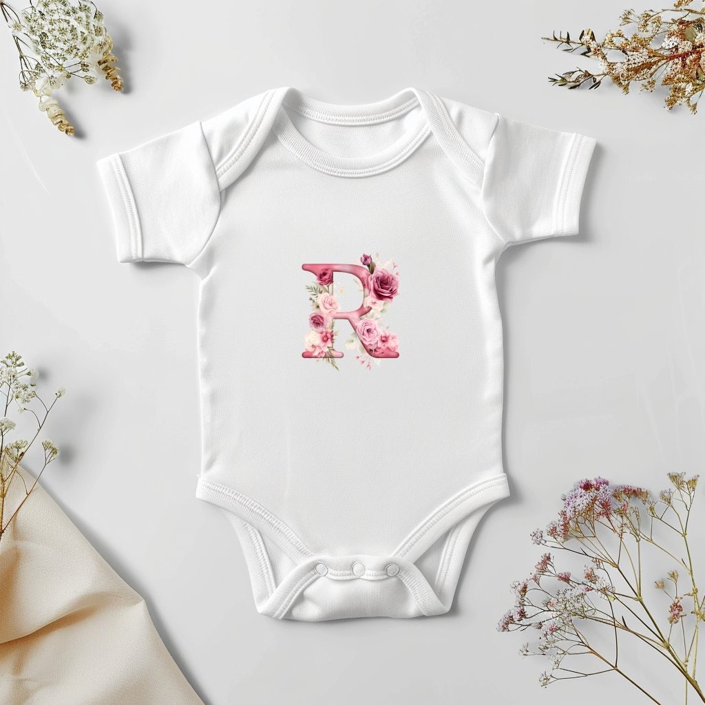 Pink Floral Letter R Transparent Letter Graphic Printable Art ...