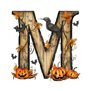 Haunted Halloween Letter M Graphic Transparent Letter Graphic Printable ...