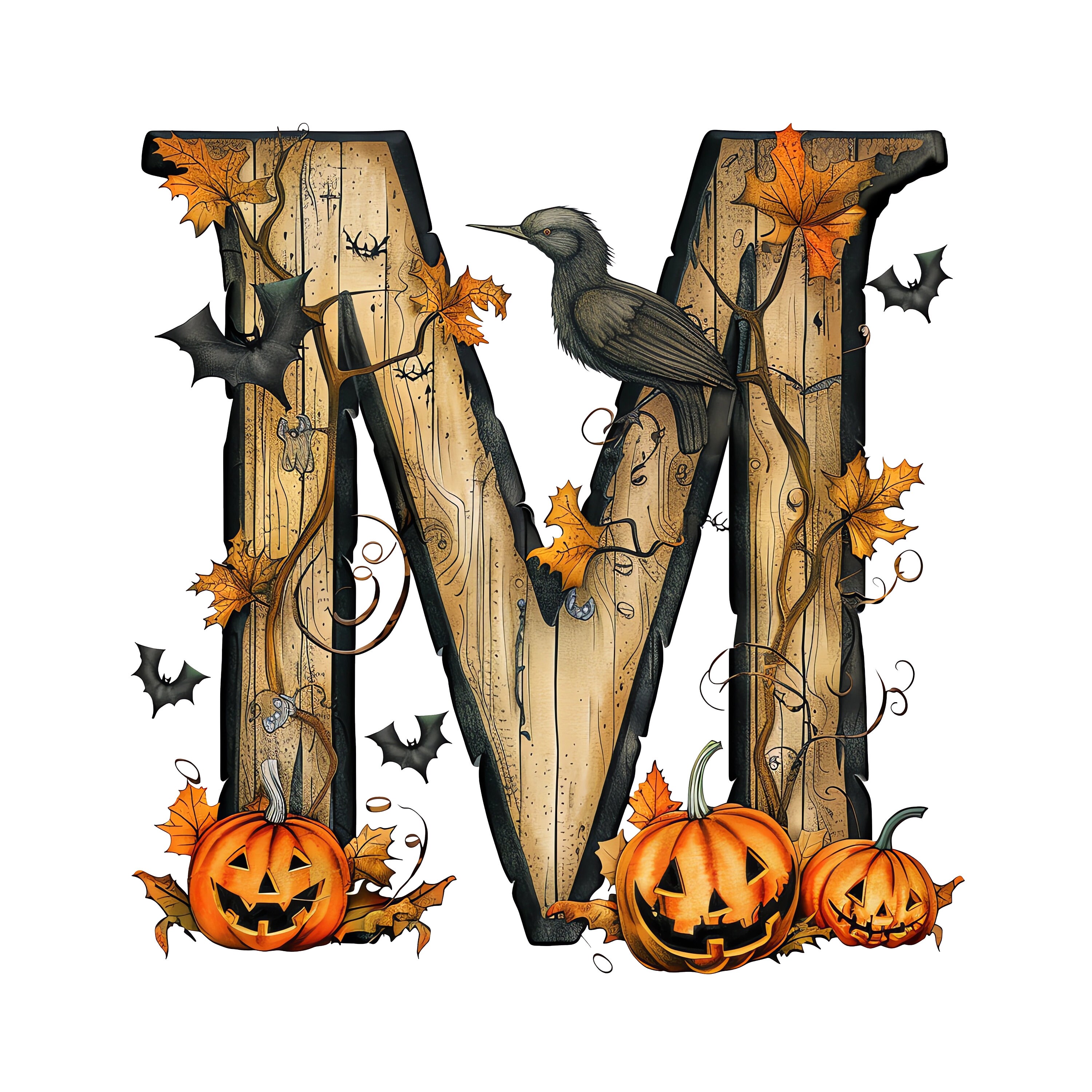 Haunted Halloween Letter M Graphic Transparent Letter Graphic Printable ...
