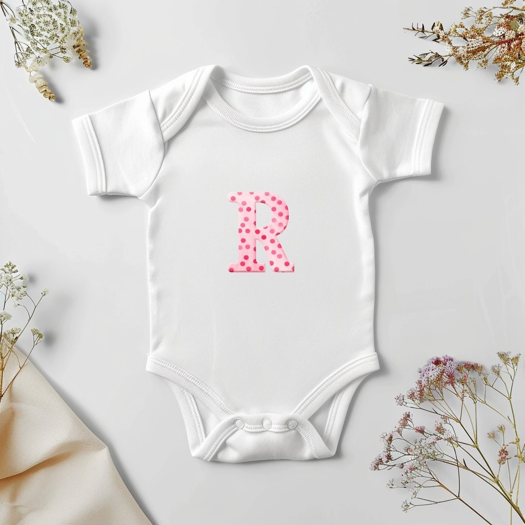 Pink Polka Dot Letter R Transparent Letter Graphic Printable Art ...