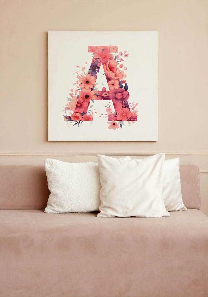 Pink Floral A Graphic Transparent Letter Graphic Printable Art ...