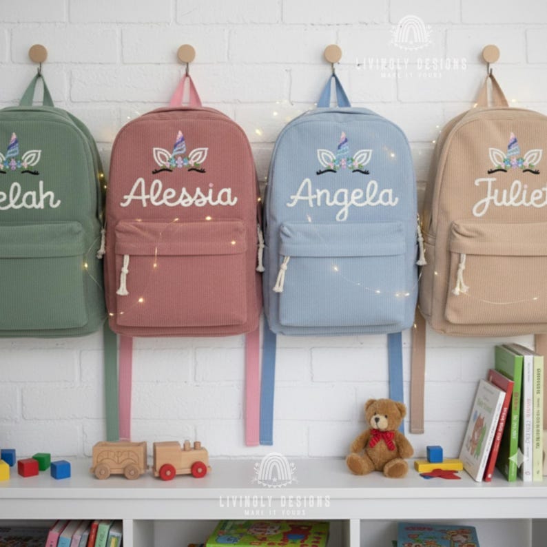 Personalized Name Hand-embroidered Unicorn Kids & Toddler Backpack ...