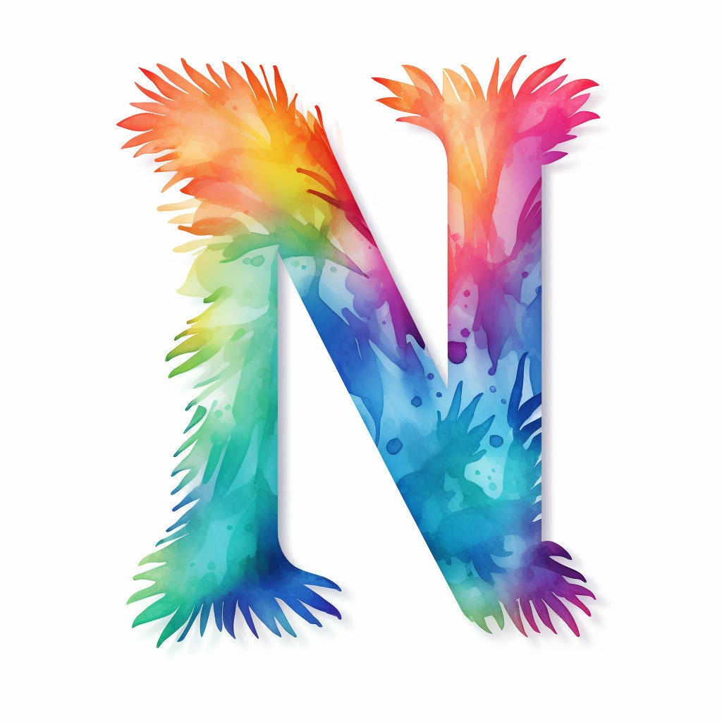 Tie Dye Letter N Transparent Letter Graphic Printable Art, Aesthetic ...