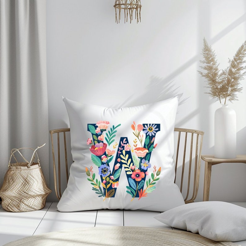 Floral Letter W Transparent Letter Graphic Printable Art, Aesthetic ...