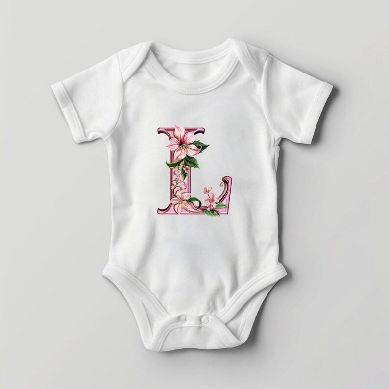 Pink Floral Letter L Transparent Letter Graphic Printable Art ...