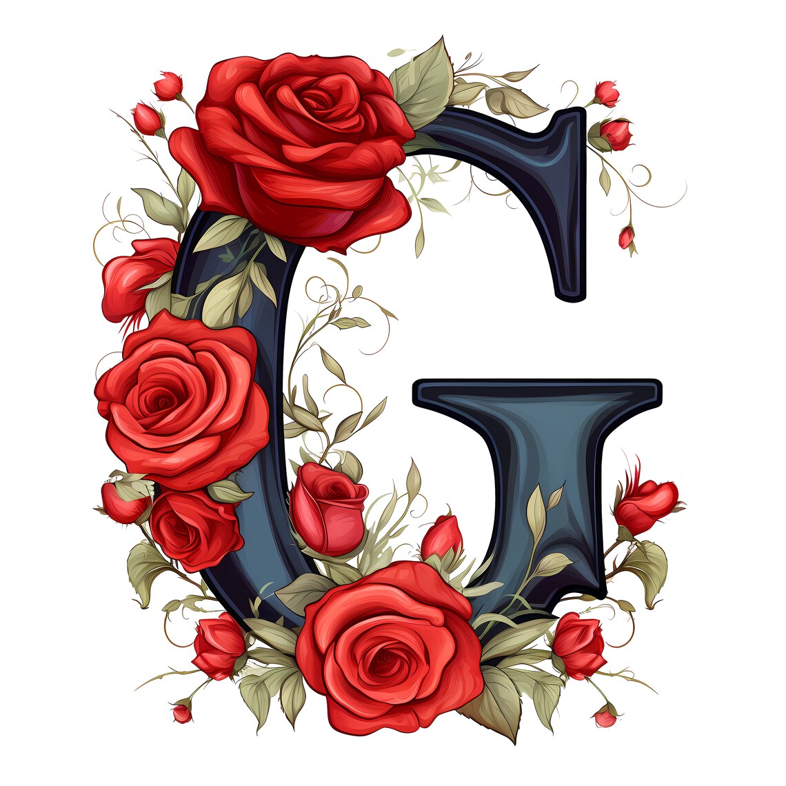 Red Roses Letter G Graphic Transparent Letter Graphic Printable Art ...