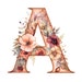 Rose Gold Floral A Graphic Transparent Letter Graphic Printable Art ...