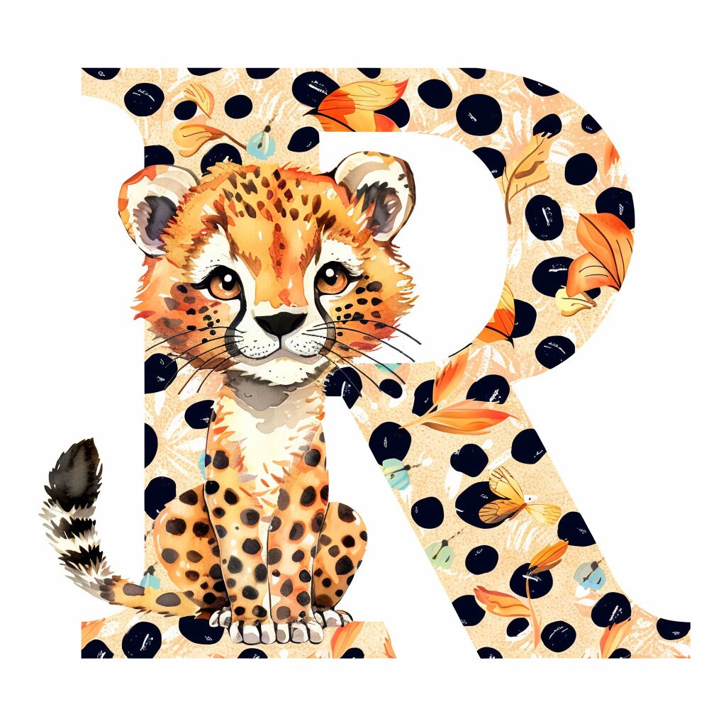 Leopard Letter R Transparent Letter Graphic Printable Art, Aesthetic ...