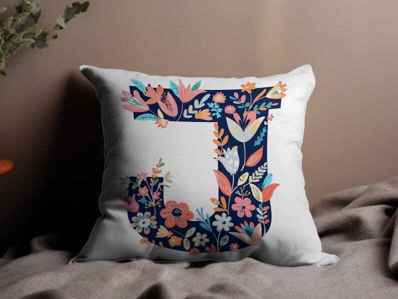 Floral Letter J Transparent Letter Graphic Printable Art, Aesthetic ...