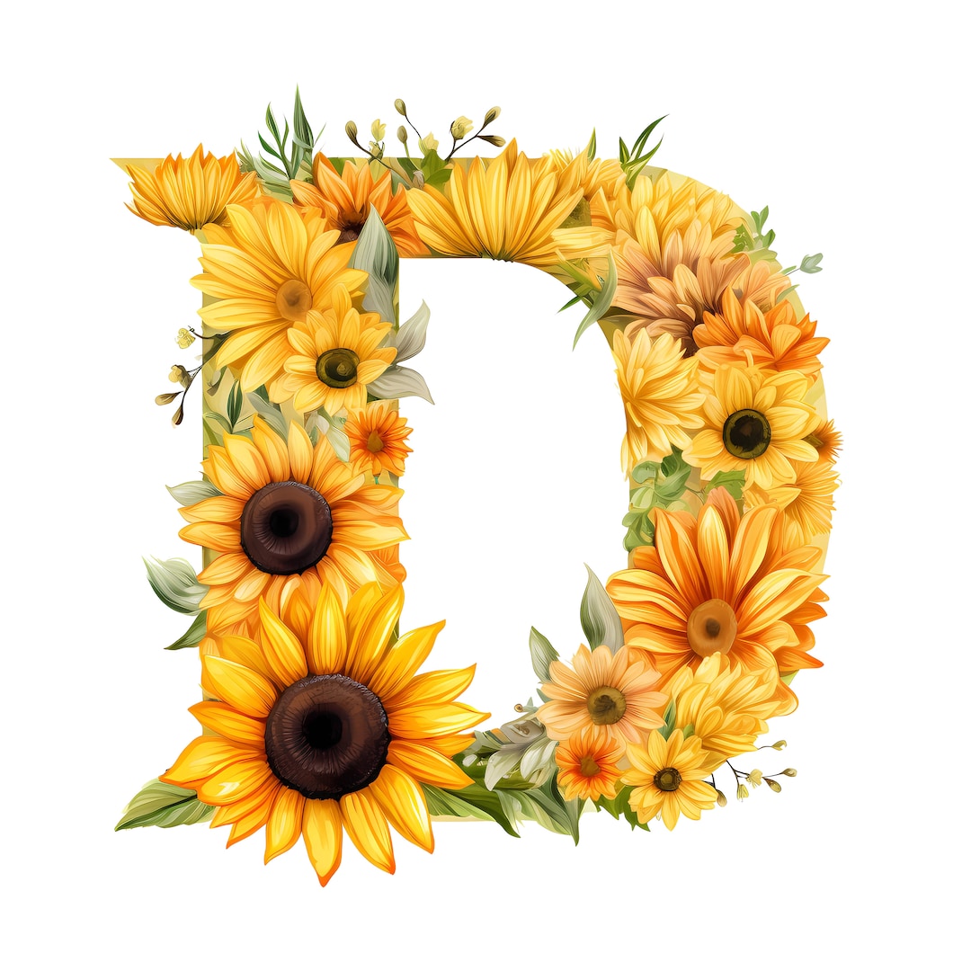Sunflowers Letter D Graphic Transparent Letter Graphic Printable Art ...