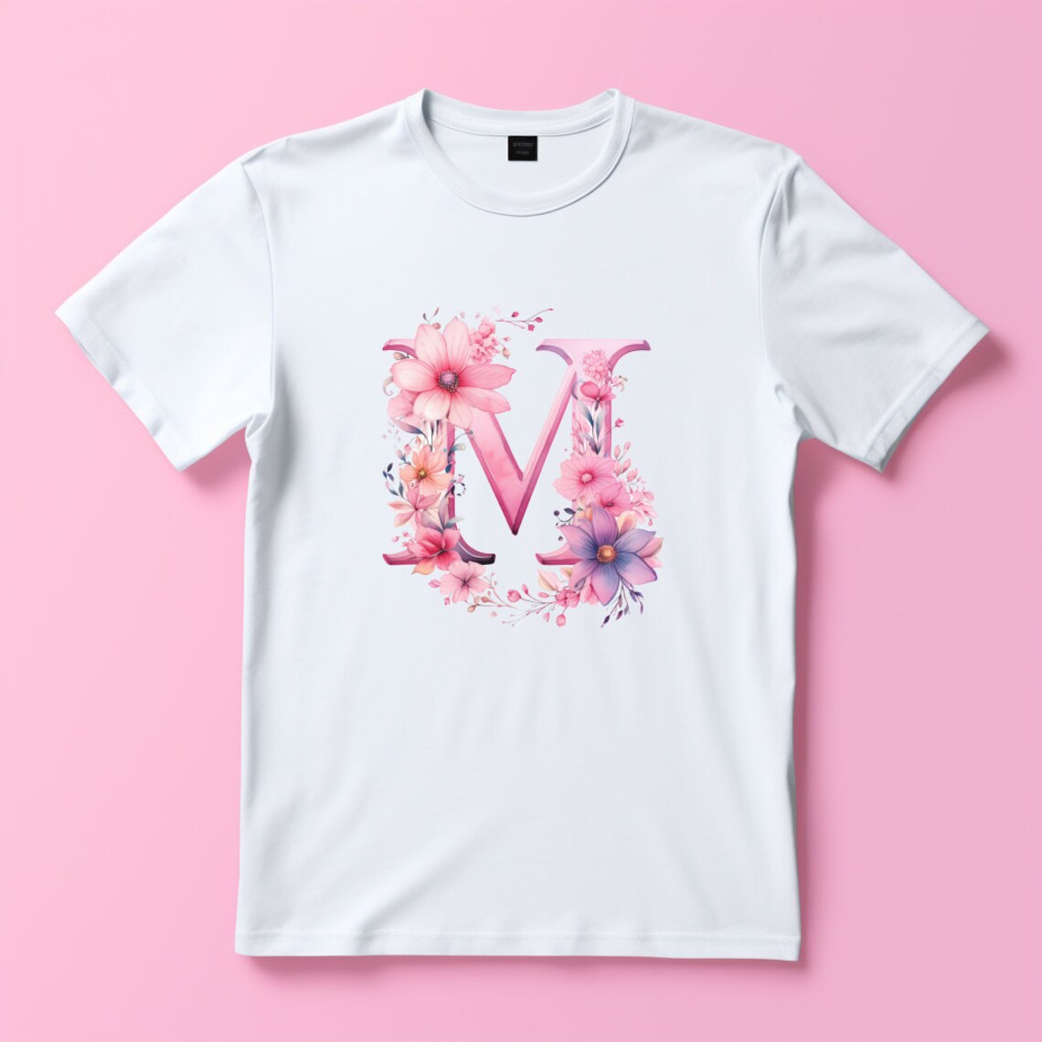 Pink Floral Letter M Graphic Transparent Letter Graphic Printable Art ...