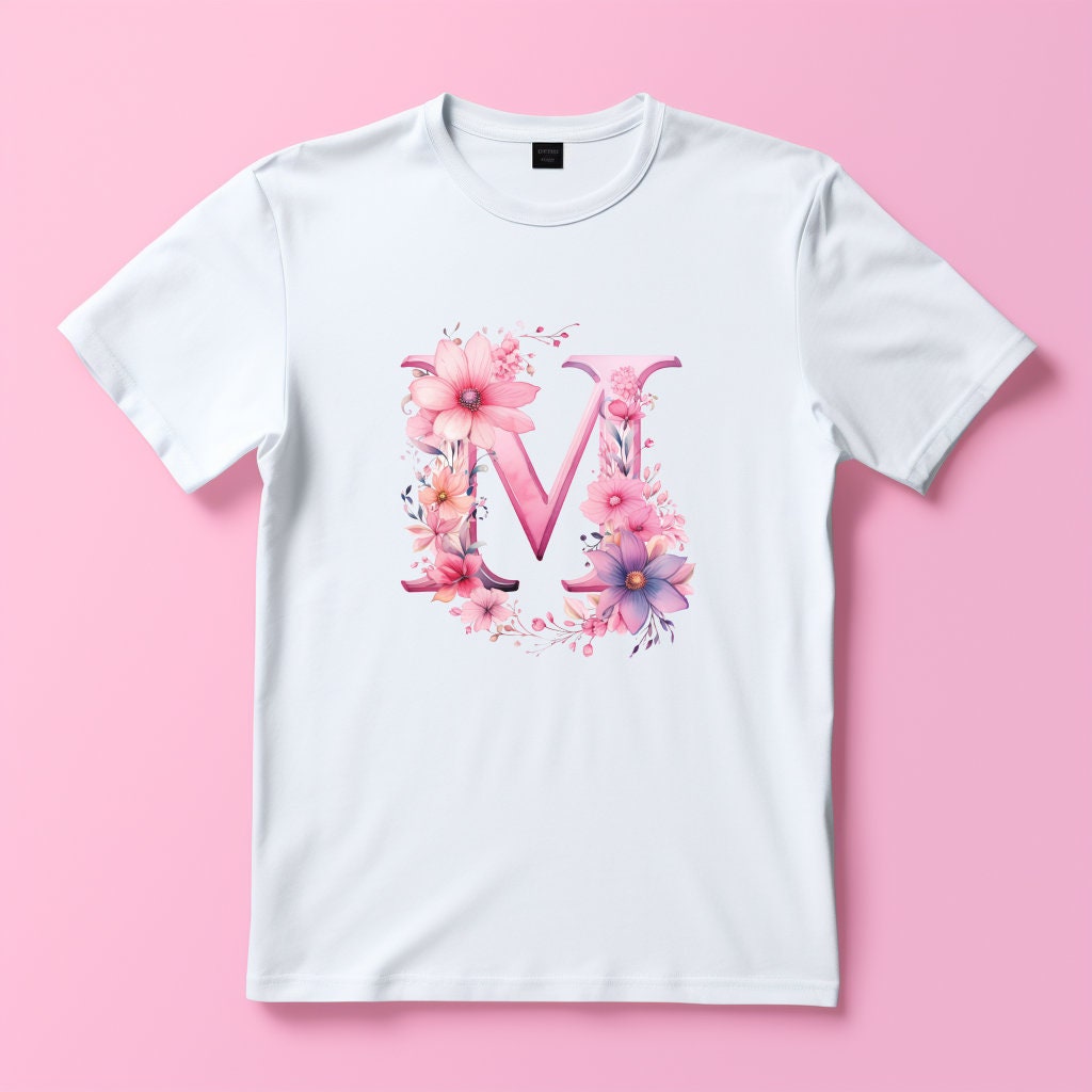 Pink Floral Letter M Graphic Transparent Letter Graphic Printable Art ...