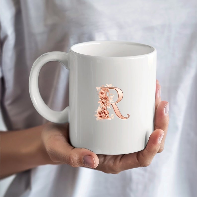 Rose Gold Floral Letter R Transparent Letter Graphic Printable Art ...