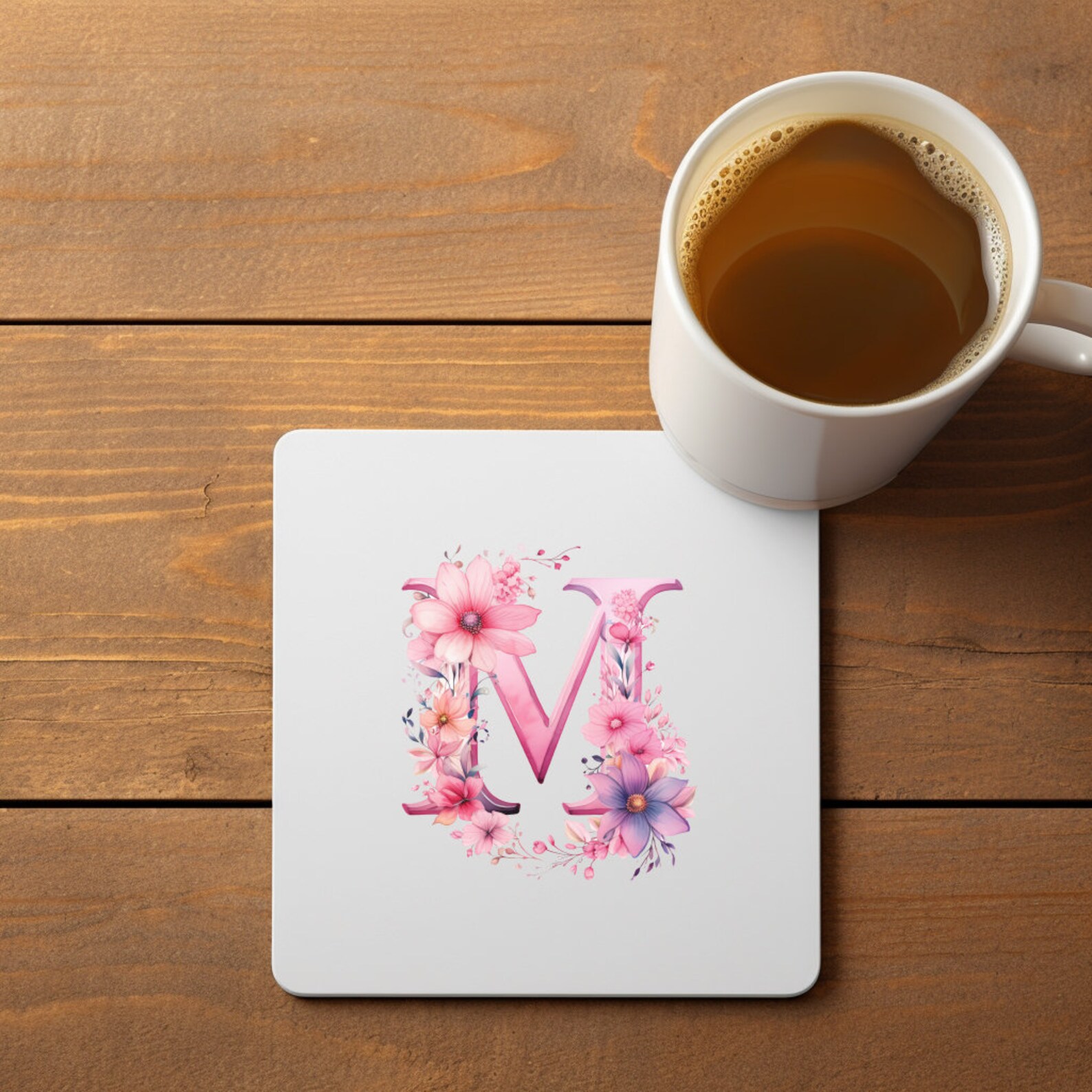 Pink Floral Letter M Graphic Transparent Letter Graphic Printable Art ...