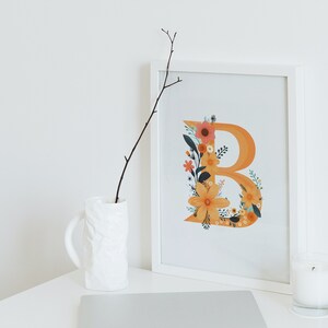 Orange Floral Letter B Graphic Transparent Letter Graphic Printable Art ...