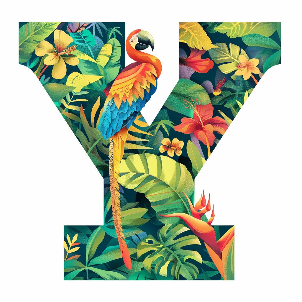 Tropical Letter Y Transparent Letter Graphic Printable Art, Aesthetic ...