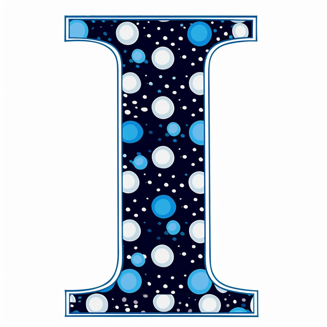 Blue Polka Dot Letter I Transparent Letter Graphic Printable Art ...