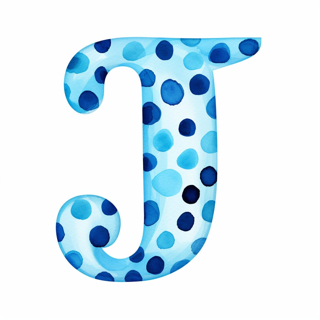 Blue Polka Dot Letter J Transparent Letter Graphic Printable Art ...