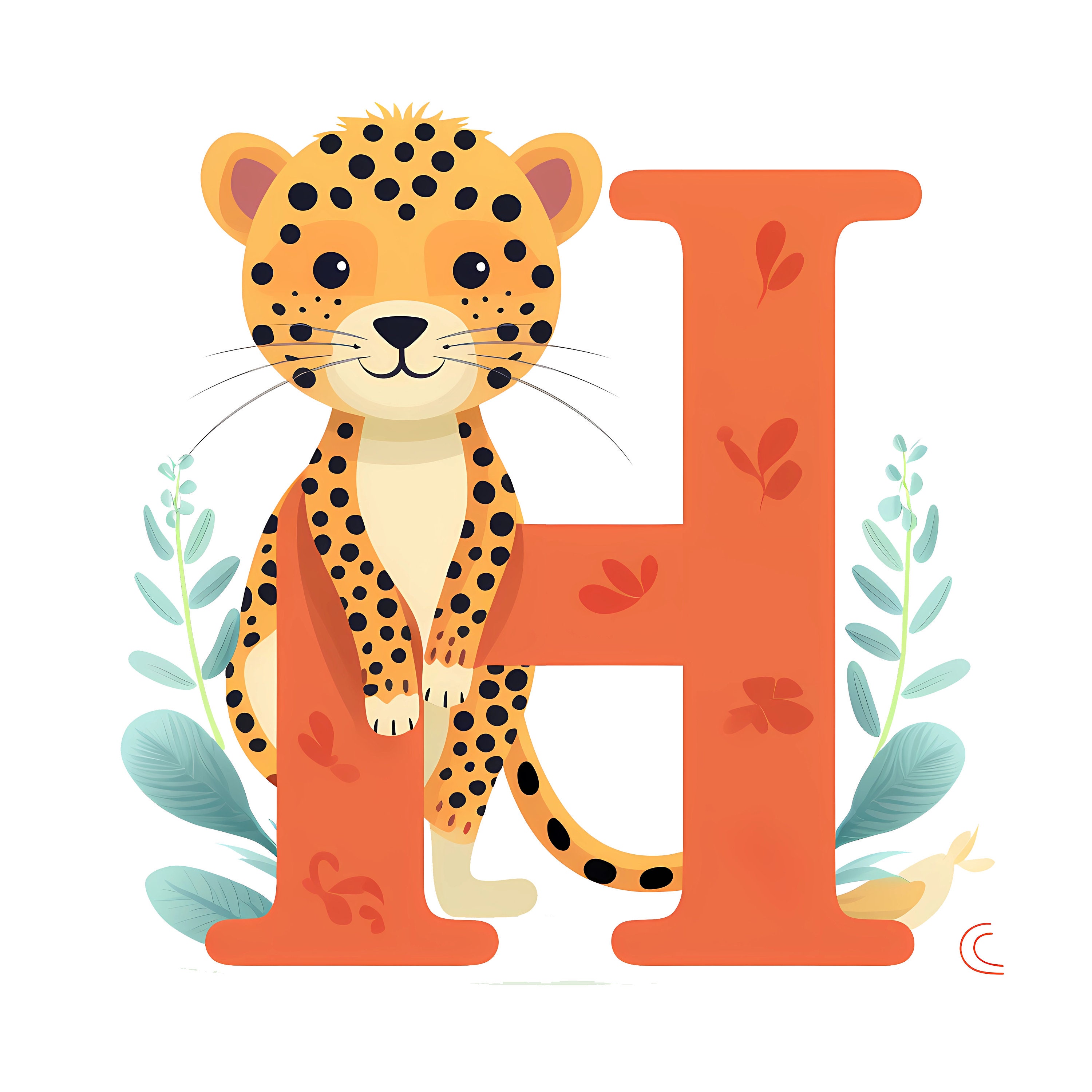 Cheetah H Graphic Transparent Letter Graphic Printable - Etsy
