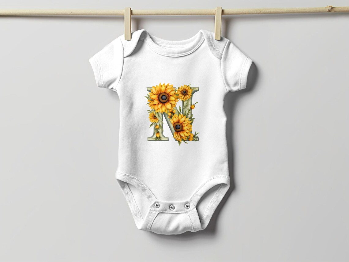 Sunflowers Letter N Transparent Letter Graphic Printable Art, Aesthetic ...